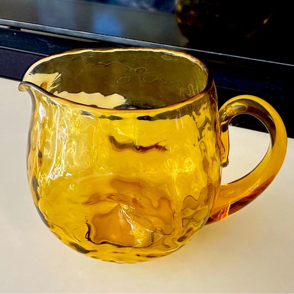 Dining | Vintage Hand Blown Amber Glass Dimpled Honeycomb Indent Glass ...